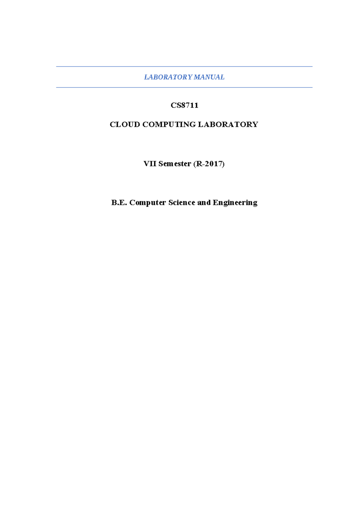 1667880317003 CS8711 Cloud Computing Laboratory Manual - LABORATORY MANUAL CS CLOUD COMPUTING ...