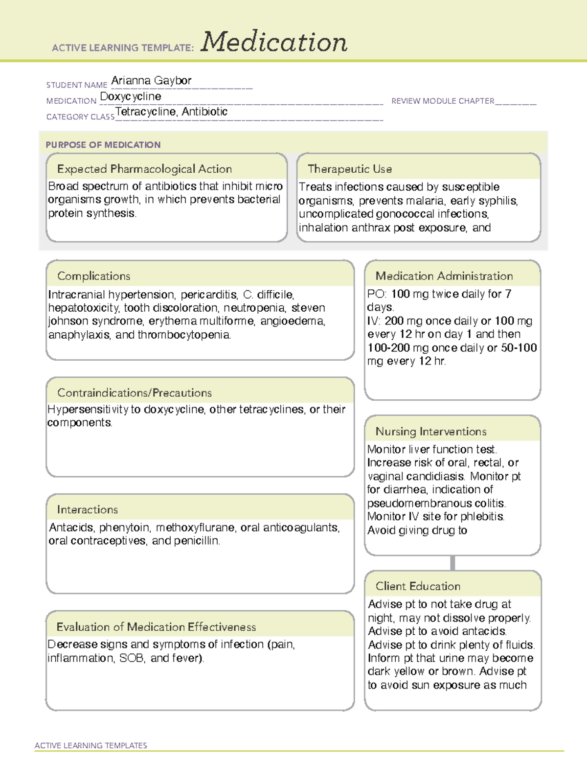 Doxycycline - kjinhiuhbghuvhivbik. - ACTIVE LEARNING TEMPLATES ...