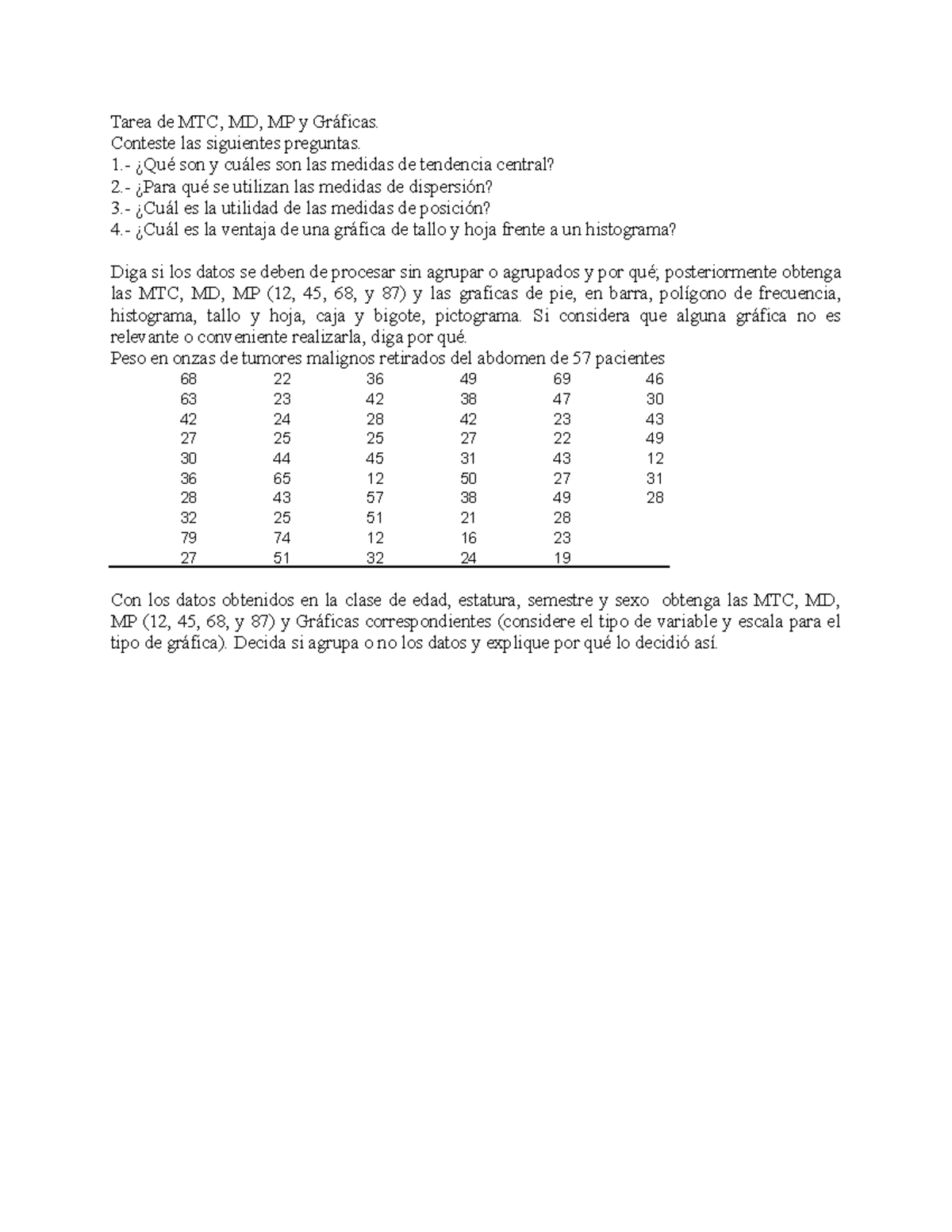 Tarea de MTC MD MP y graficas - Tarea de MTC, MD, MP y Gráficas ...