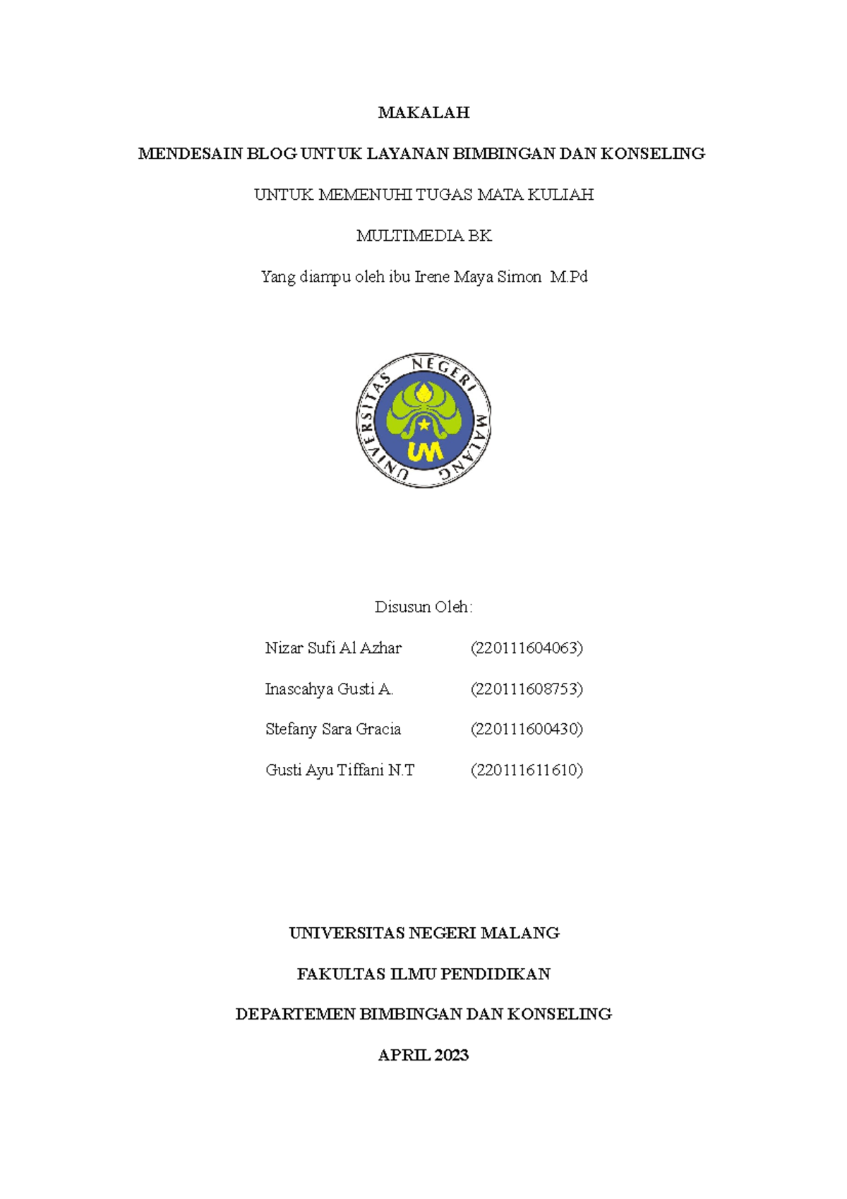 Makalah Kelompok 9 Multimedia BK - MAKALAH MENDESAIN BLOG UNTUK LAYANAN BIMBINGAN DAN KONSELING ...