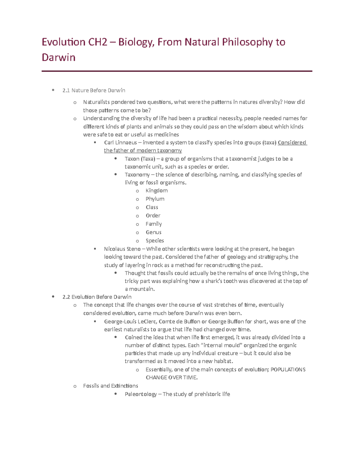Evolution CH2 – Biology - Evolution CH2 – Biology, From Natural ...