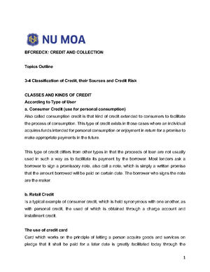 Credit and Collection Module 3 - BFCREDCX: CREDIT AND COLLECTION 5-6 ...