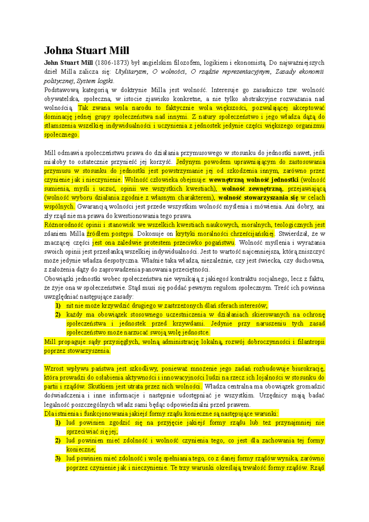 MILL - Mill taki filozof - Johna Stuart Mill John Stuart Mill (1806 ...