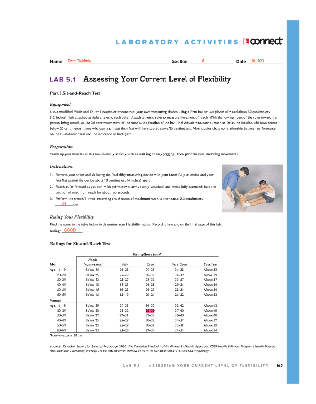 LAB- Lab 5.1 Assessing your current level of flexibility - L A B 5. 1 A ...