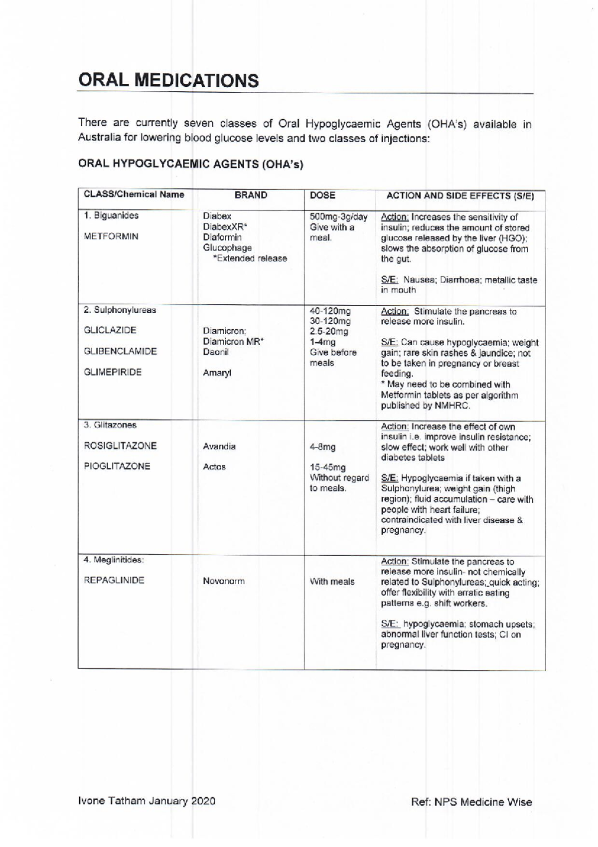 Diabetic oral medications - ORAL MEDICATIONS There are currently seven ...