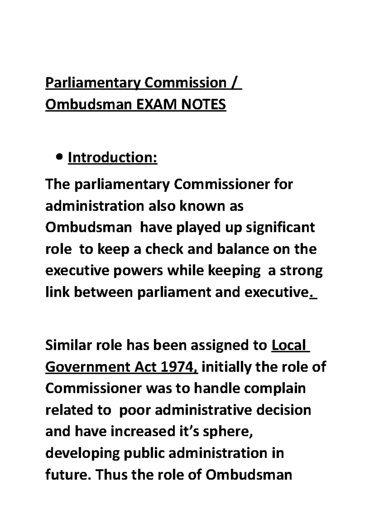 Ombudsman EXAM Notes 2023 - Parliamentary Commission / Ombudsman EXAM ...