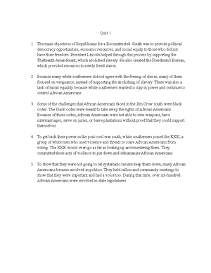 Quiz 7 The Civil Rights Movement - Quiz 7: The Civil Rights Movement ...