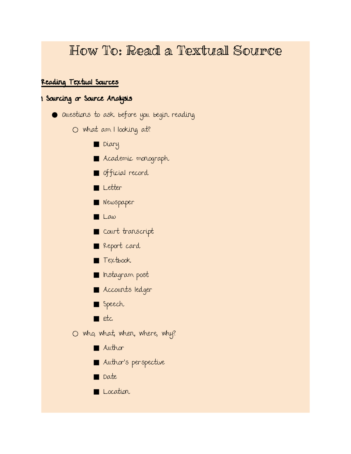 How To Read a Textual Source - To: Read a Textual Reading Textual ...