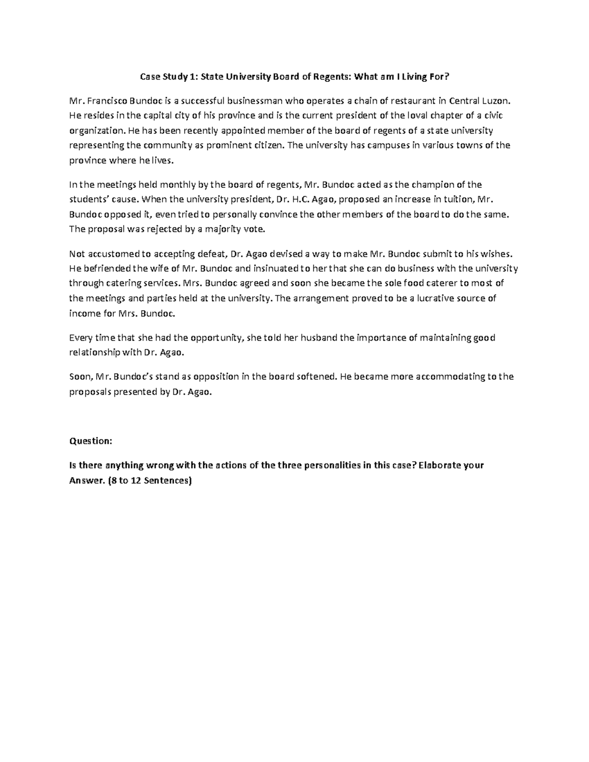 Case Study 1 HBO - ccc - Case Study 1: State University Board of ...