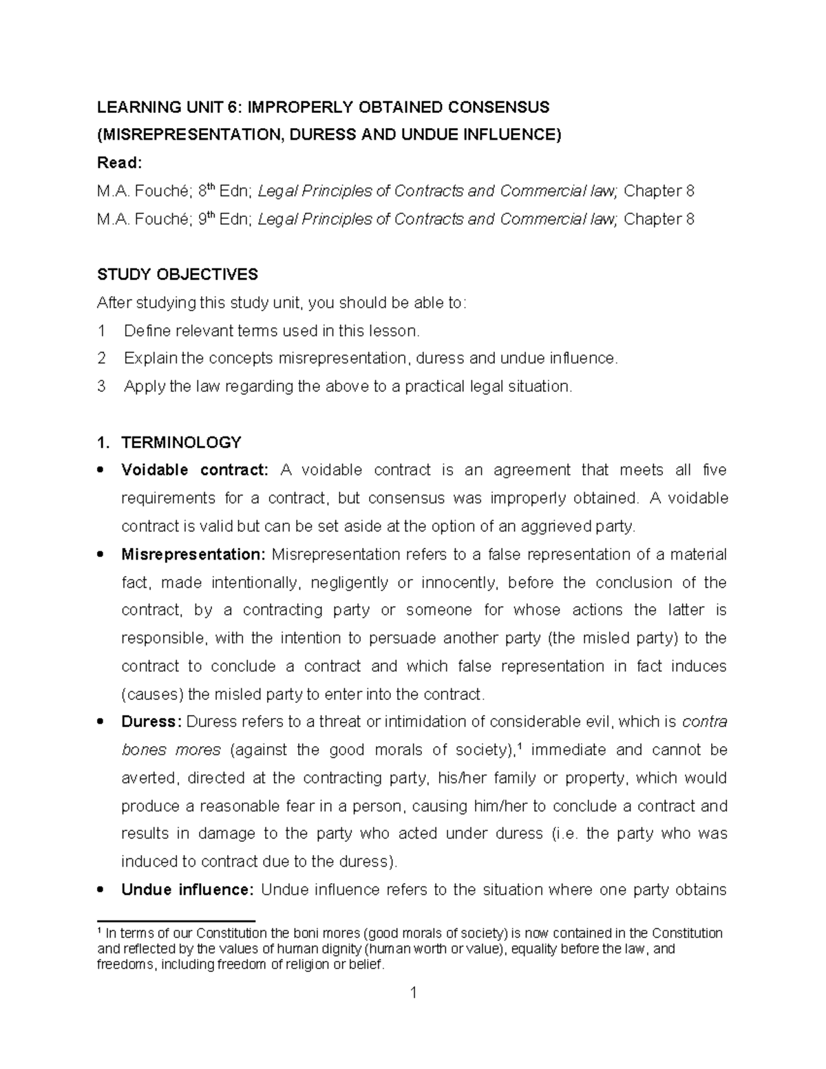 Learning UNIT 6 GP - STUDY NOTES - LEARNING UNIT 6: IMPROPERLY OBTAINED ...