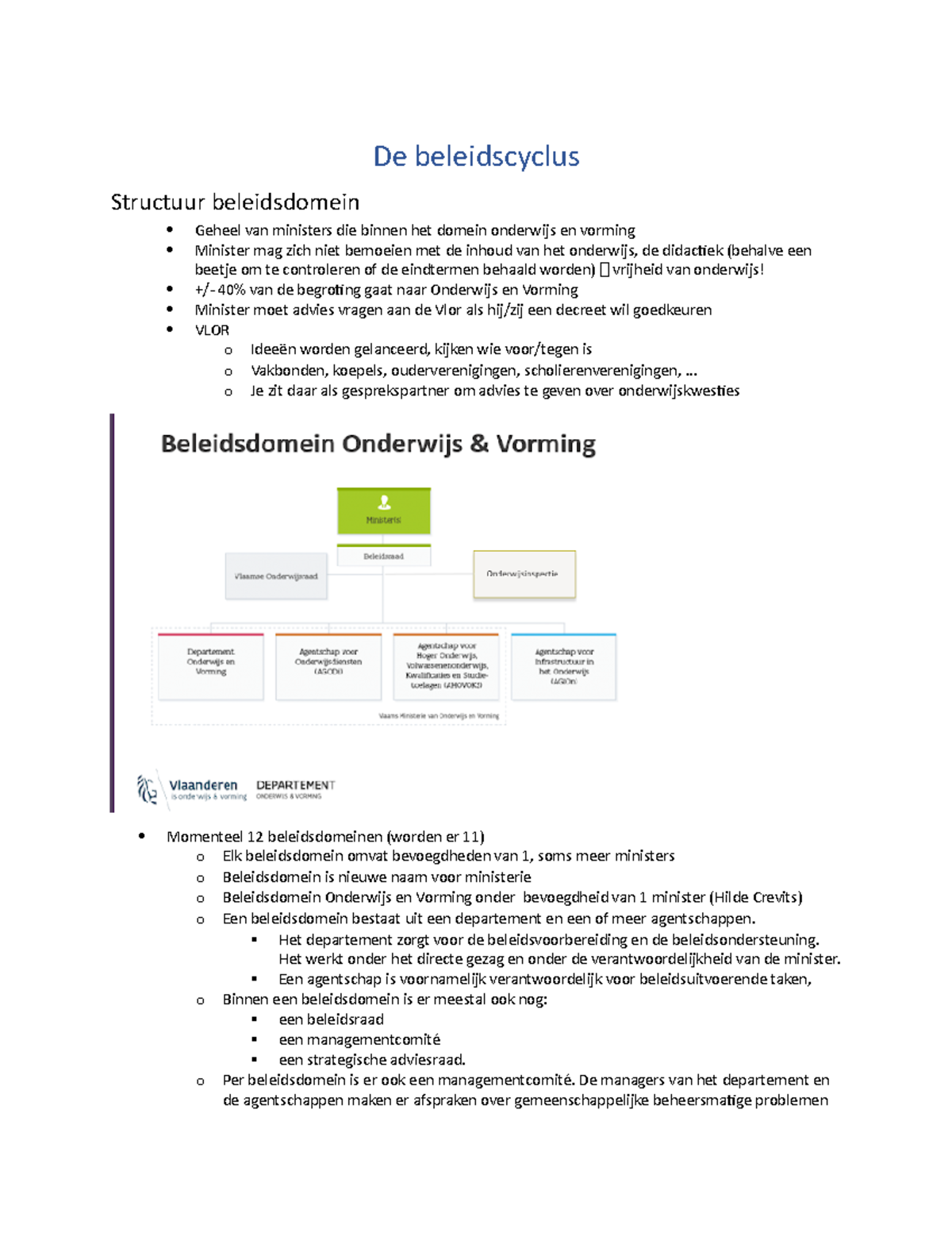Gastcollege van departement onderwijs: De beleidscyclus - De ...