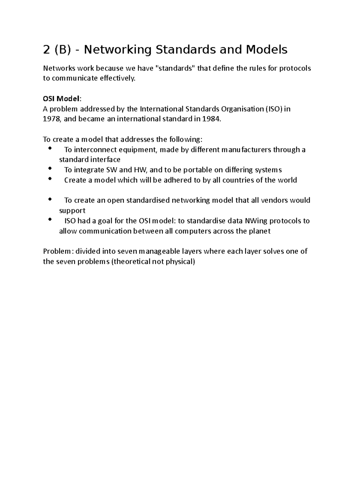 2B Networking Standards and Models - 2 (B) - Networking Standards and ...