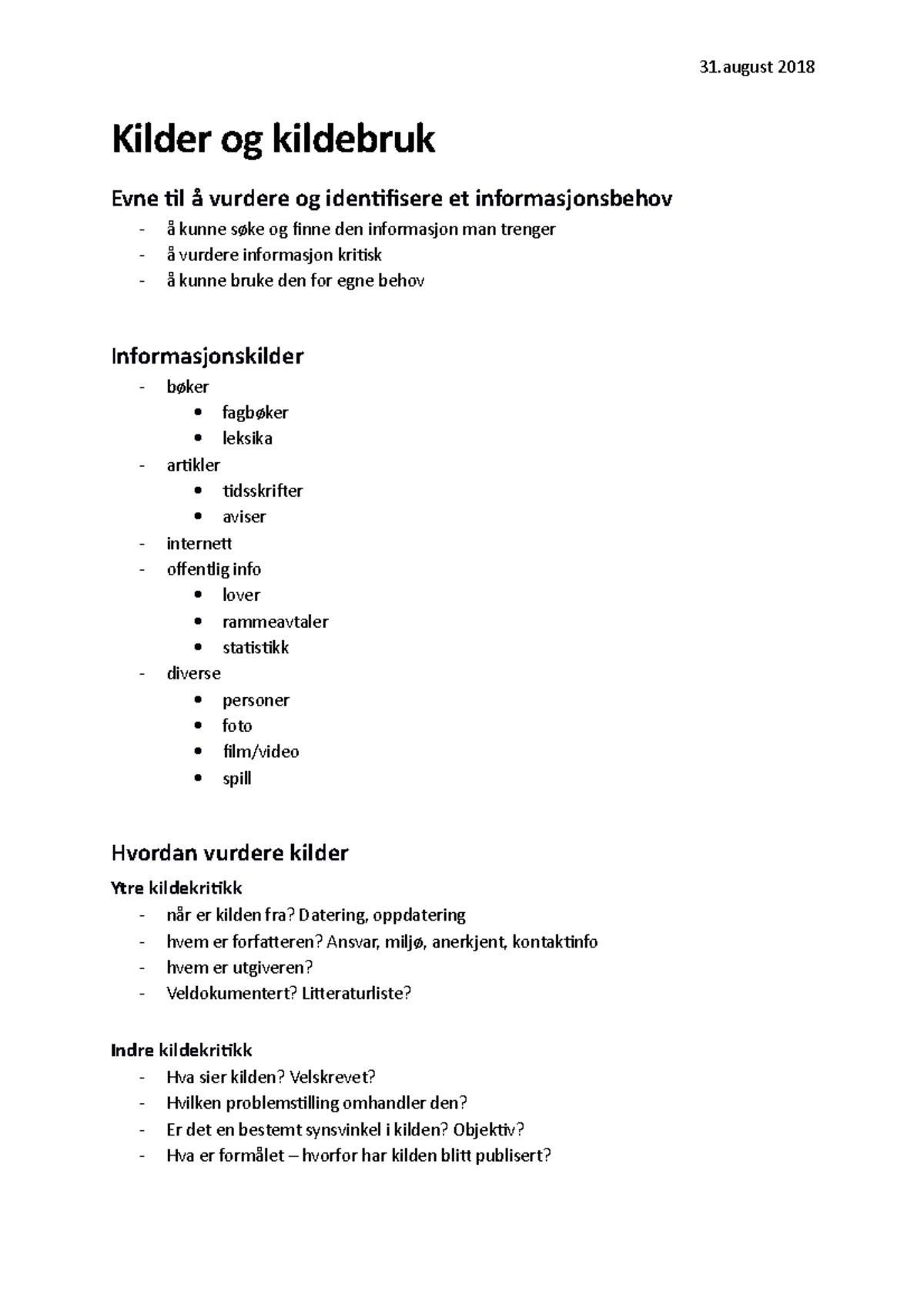 Kilder-og-kildebruk enkelt til bruk - Kilder og kildebruk Evne til å vurdere og identifisere et ...
