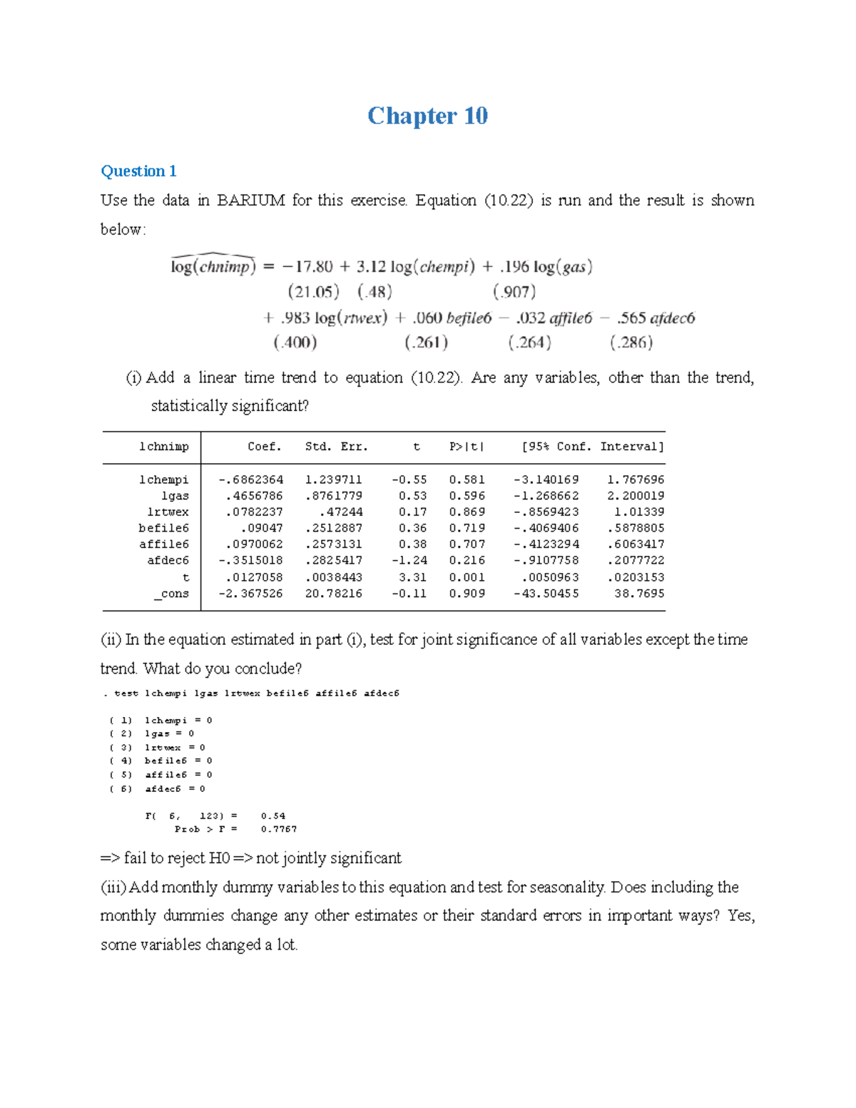Tutorial 4 Chapter 10 - Meh - Chapter 10 Question 1 Use the data in BARIUM for this exercise ...