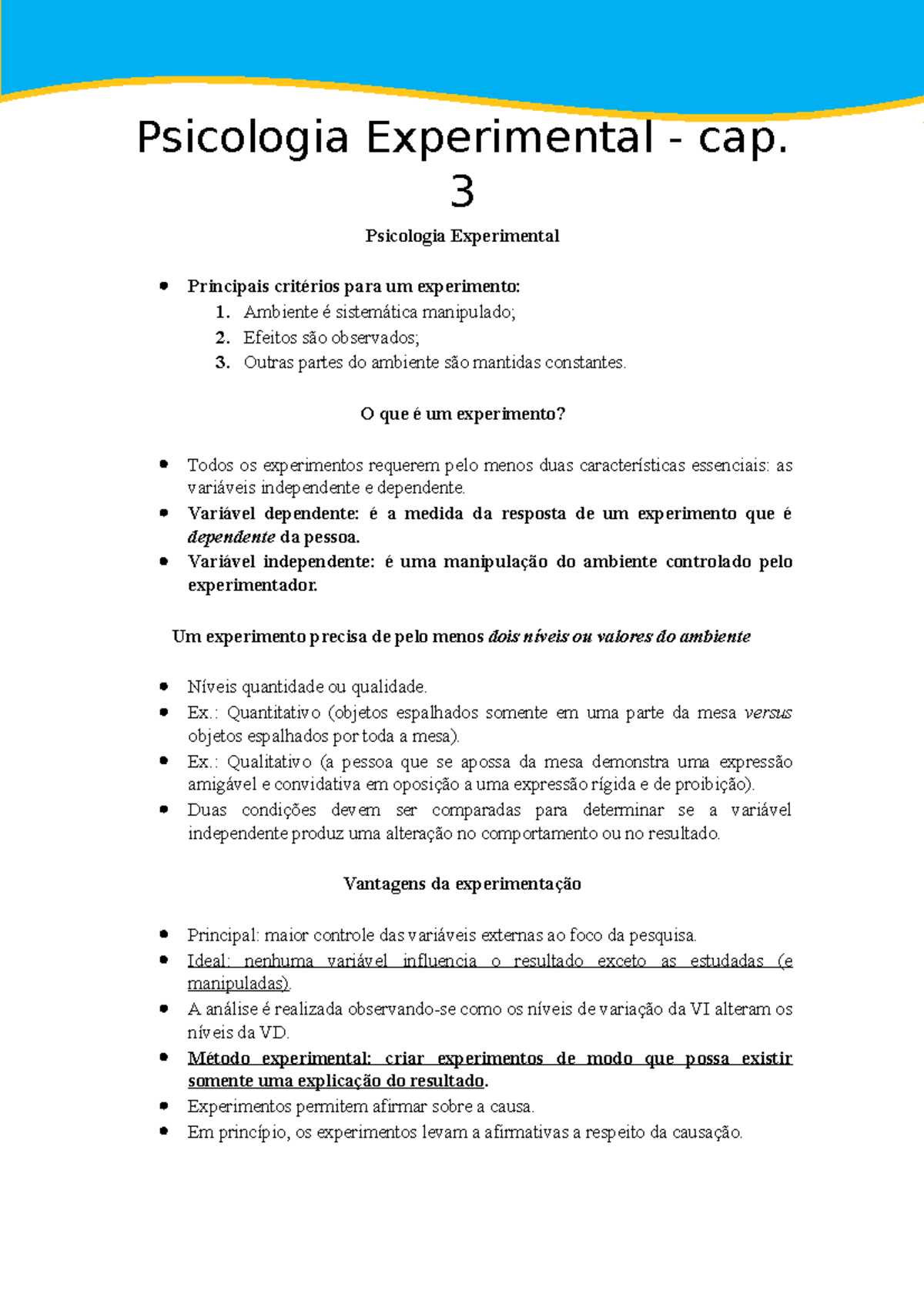 Psicologia Experimental - Técnicas de Pesquisa: Experimentação ...