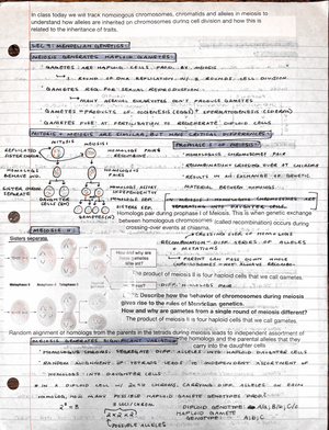 Genetics lec3 8 27 21 - Reading: Chapter 10 Suggested practice problems ...