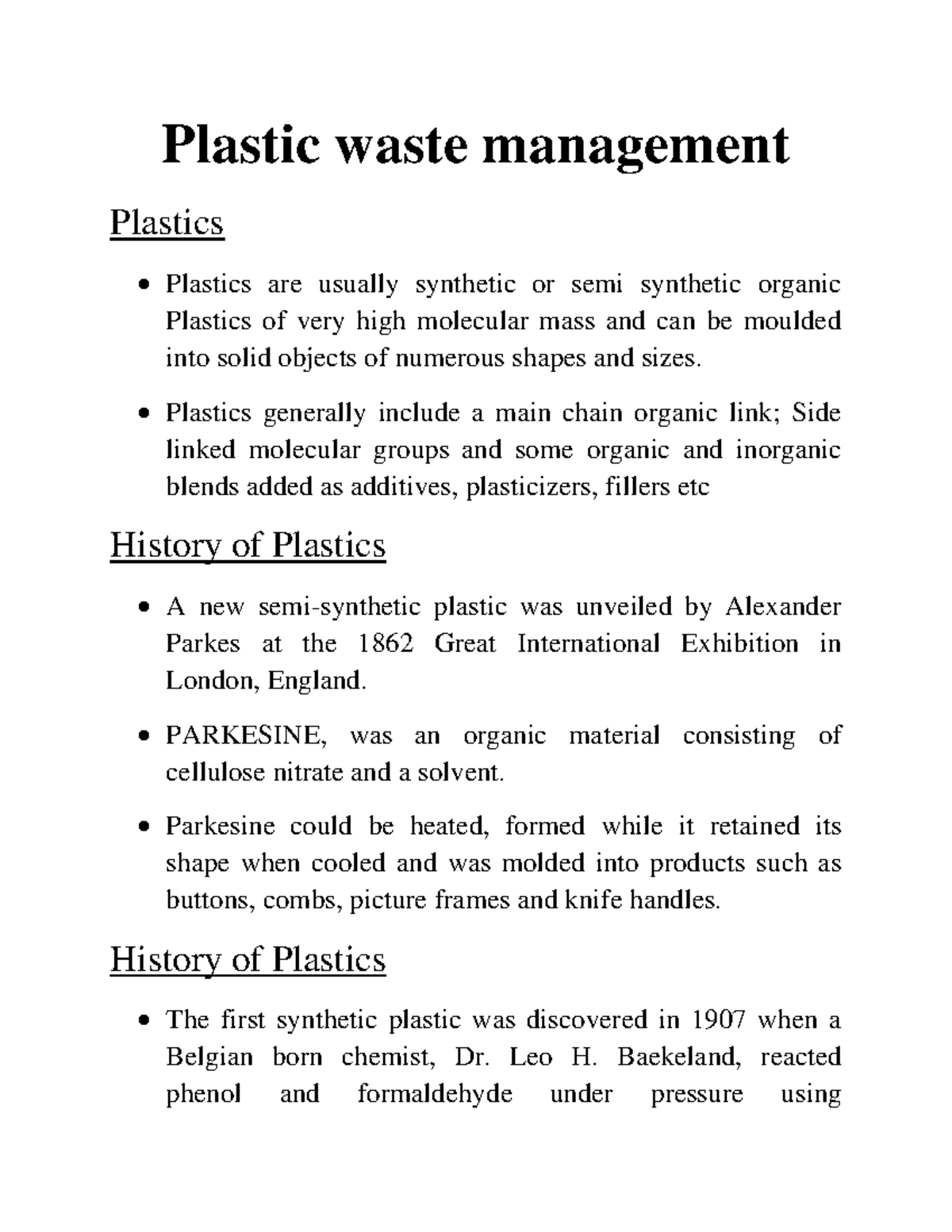 Plastic waste management Lecture note 1-1-10 - Plastic waste management ...