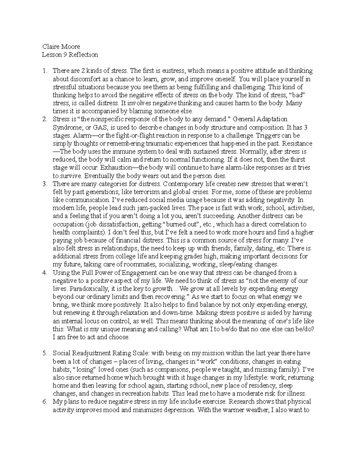 Lesson 9 Reflection - Claire Moore Lesson 9 Reflection There are 2 ...