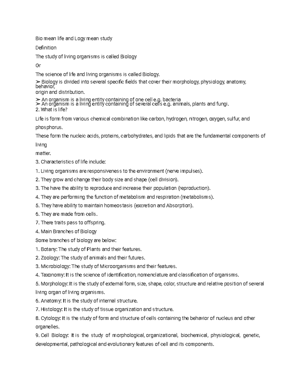 Biology 4 - bio - Bio mean life and Logy mean study Definition The ...