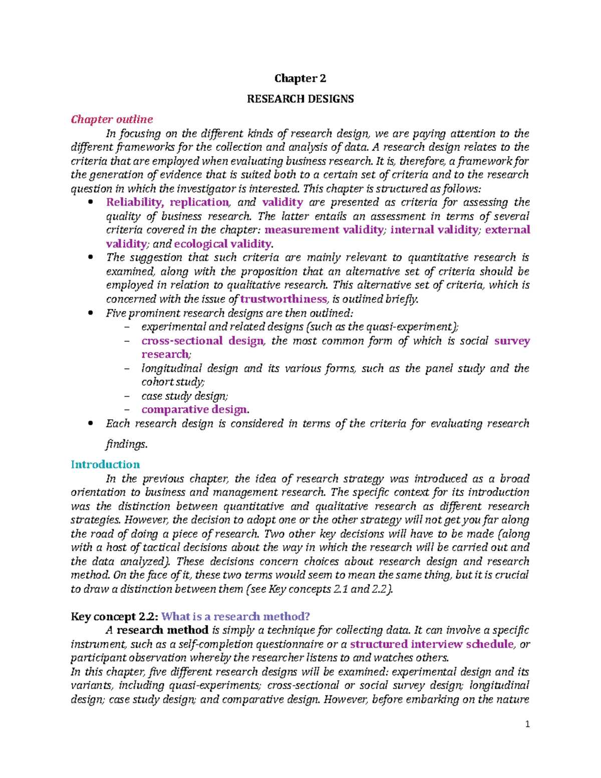 Chapter 2- Research Designs - Chapter 2 RESEARCH DESIGNS Chapter ...