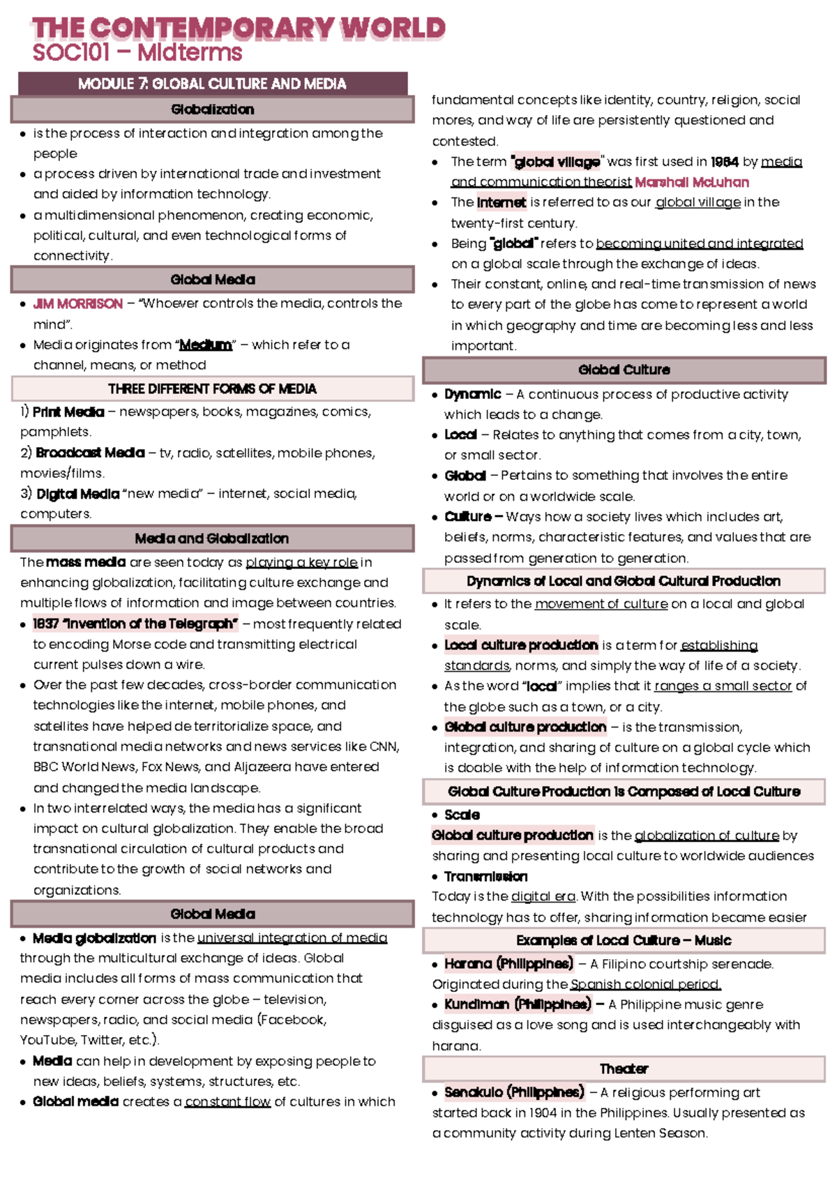The Contemporary World ( Lesson 7&8) - THE CONTEMPORARY WORLD SOC101 ...