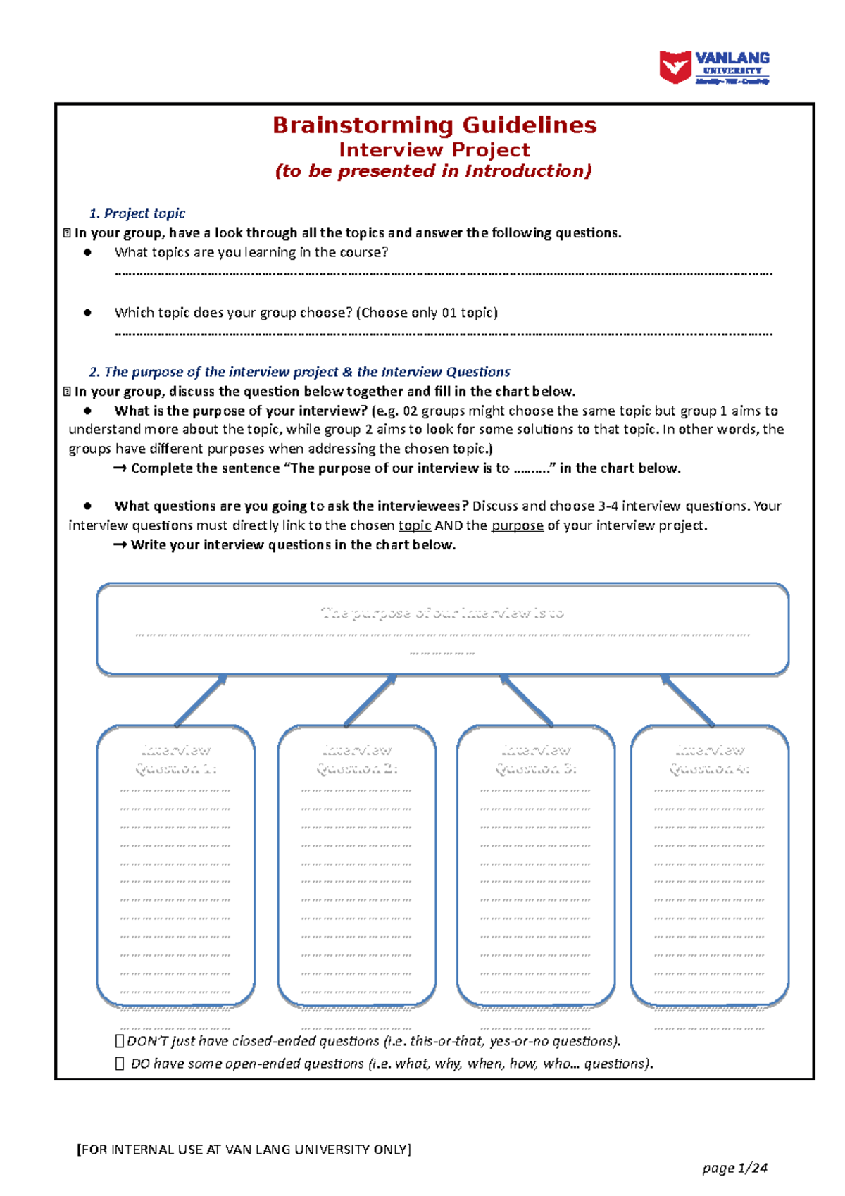 [ Editable] PBA Manual - Interview Project - Brainstorming Guidelines Interview Project (to be ...