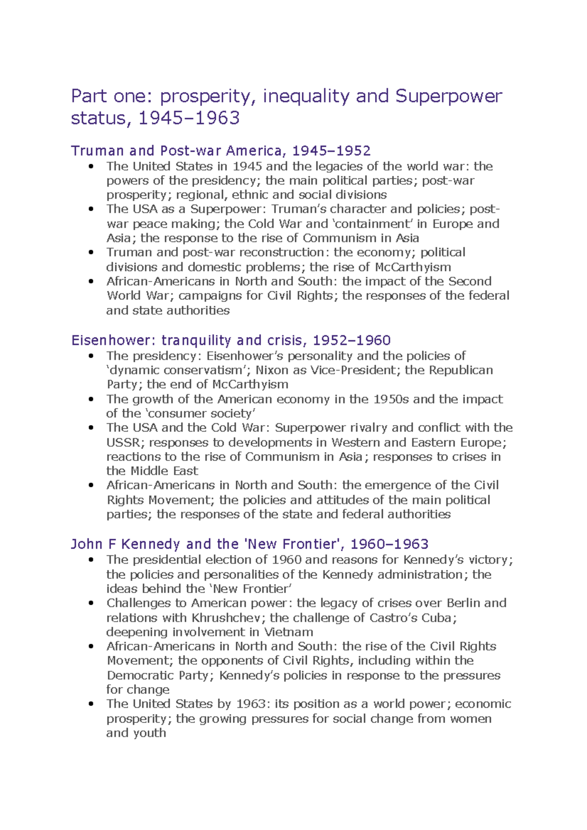 Specification - Part one: prosperity, inequality and Superpower status ...