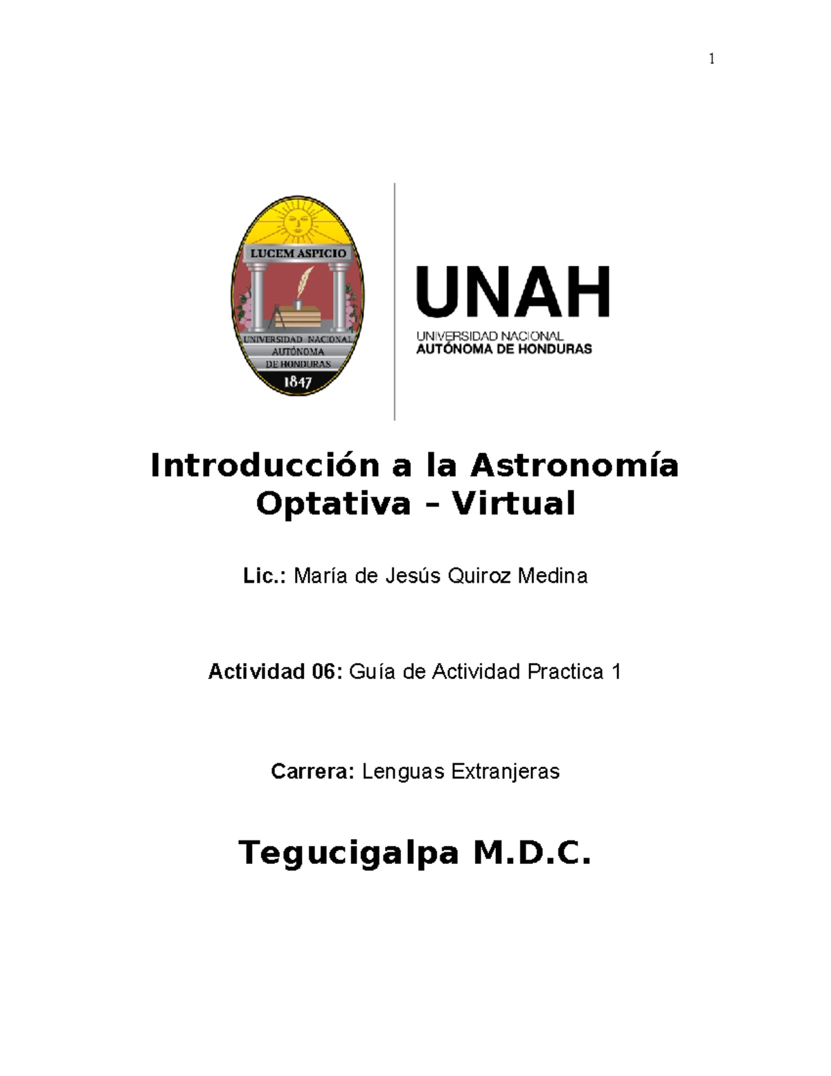Practica de Guía 1 - U1T3a1 - Introducción a la Astronomía Optativa ...