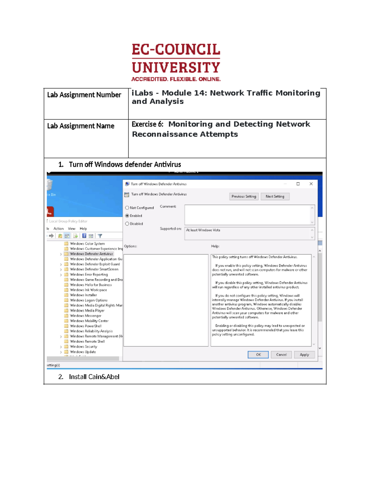 Cnd Week7 Lab2 Wireshark Lab Assignment Number Ilabs Module 14 Network Traffic Monitoring