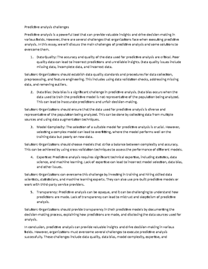 #1 Predicitive analysis studoc - Predictive analysis arguments ...
