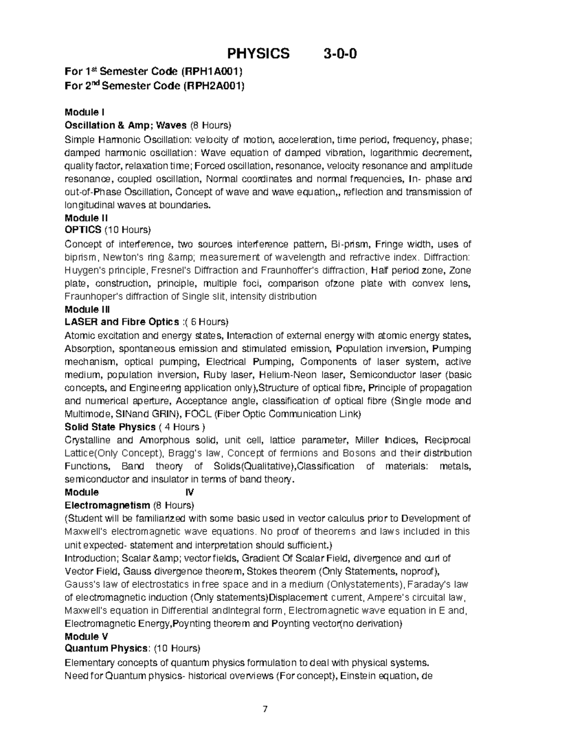27-10-2018 B.Tech 2018-19 First Year Syllabus - updated - 2 - PHYSICS 3 ...