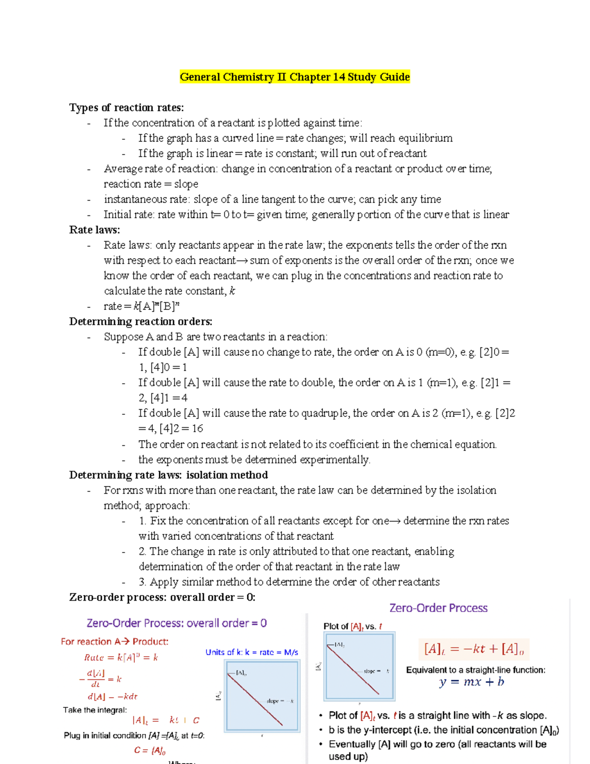 General Chemistry II Chapter 14 Study Guide Pt 2 - General Chemistry II ...