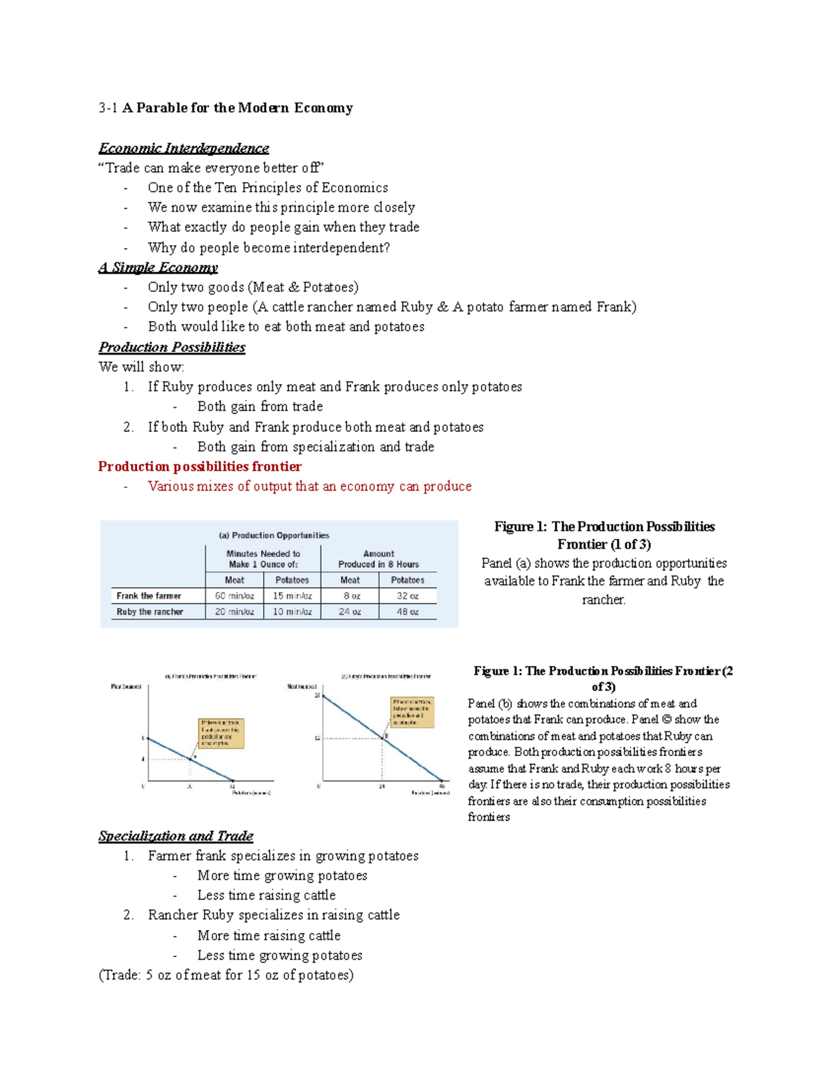 Microeconomics chapter 3 - 3-1 A Parable for the Modern Economy ...