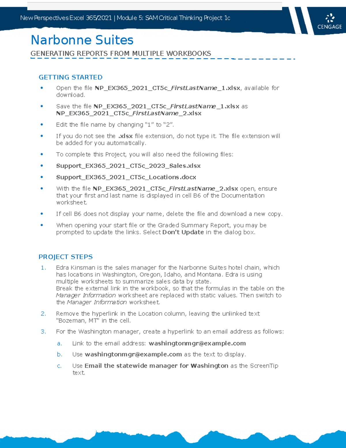 Instructions NP EX365 2021 CT5c - New Perspectives Excel 365/2021 | Module 5: SAM Critical ...