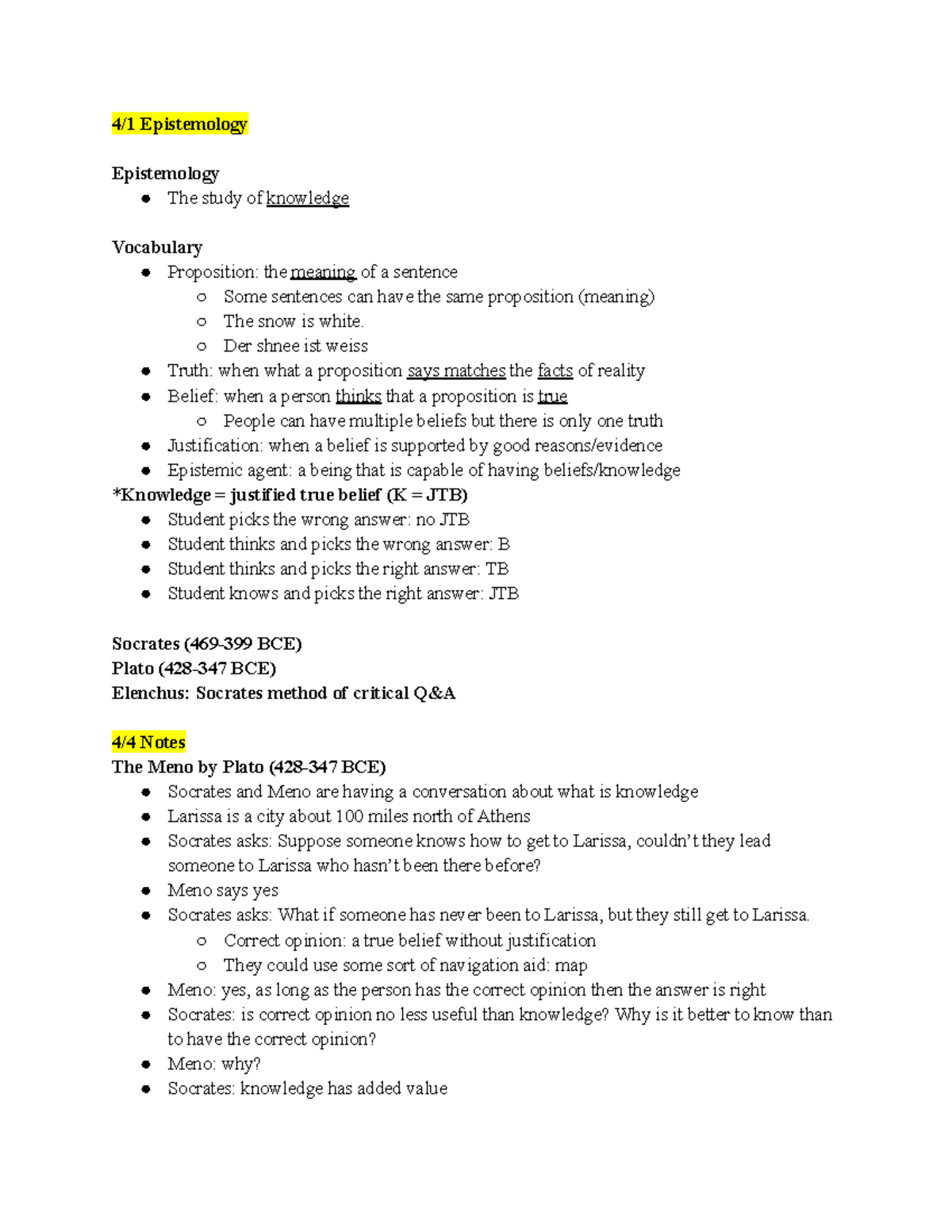 Epistemology - 4/1 Epistemology Epistemology The study of knowledge ...
