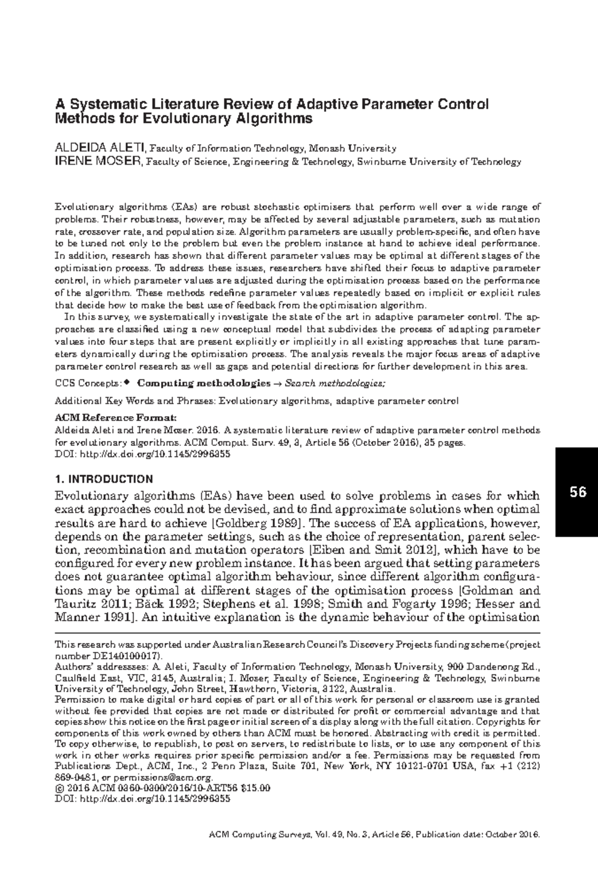 A Systematic Literature Review Of Adaptive Parameter Control Methods For Evolutionary Algorithms
