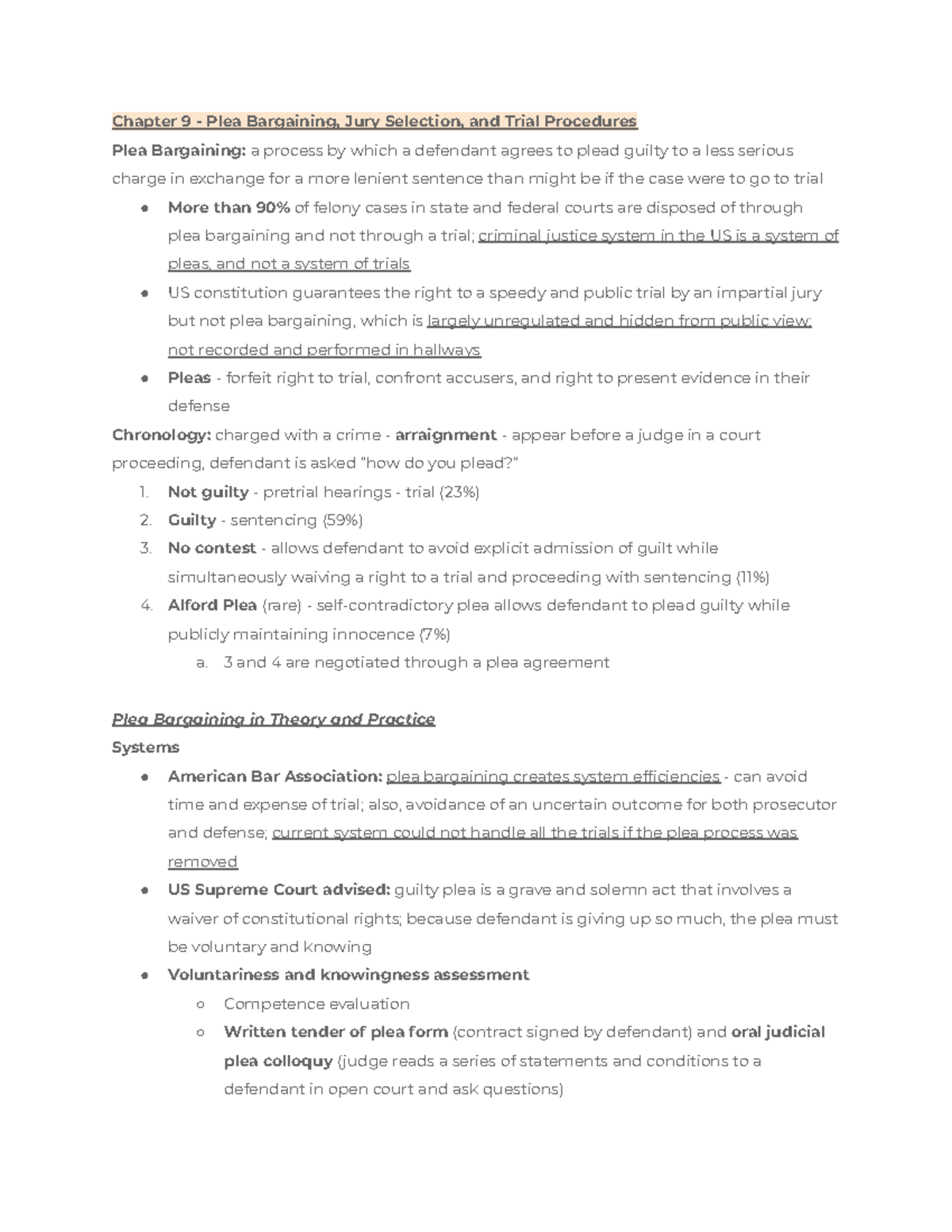 PSYC1208 Exam 3 - Chapter 9 - Plea Bargaining, Jury Selection, and ...