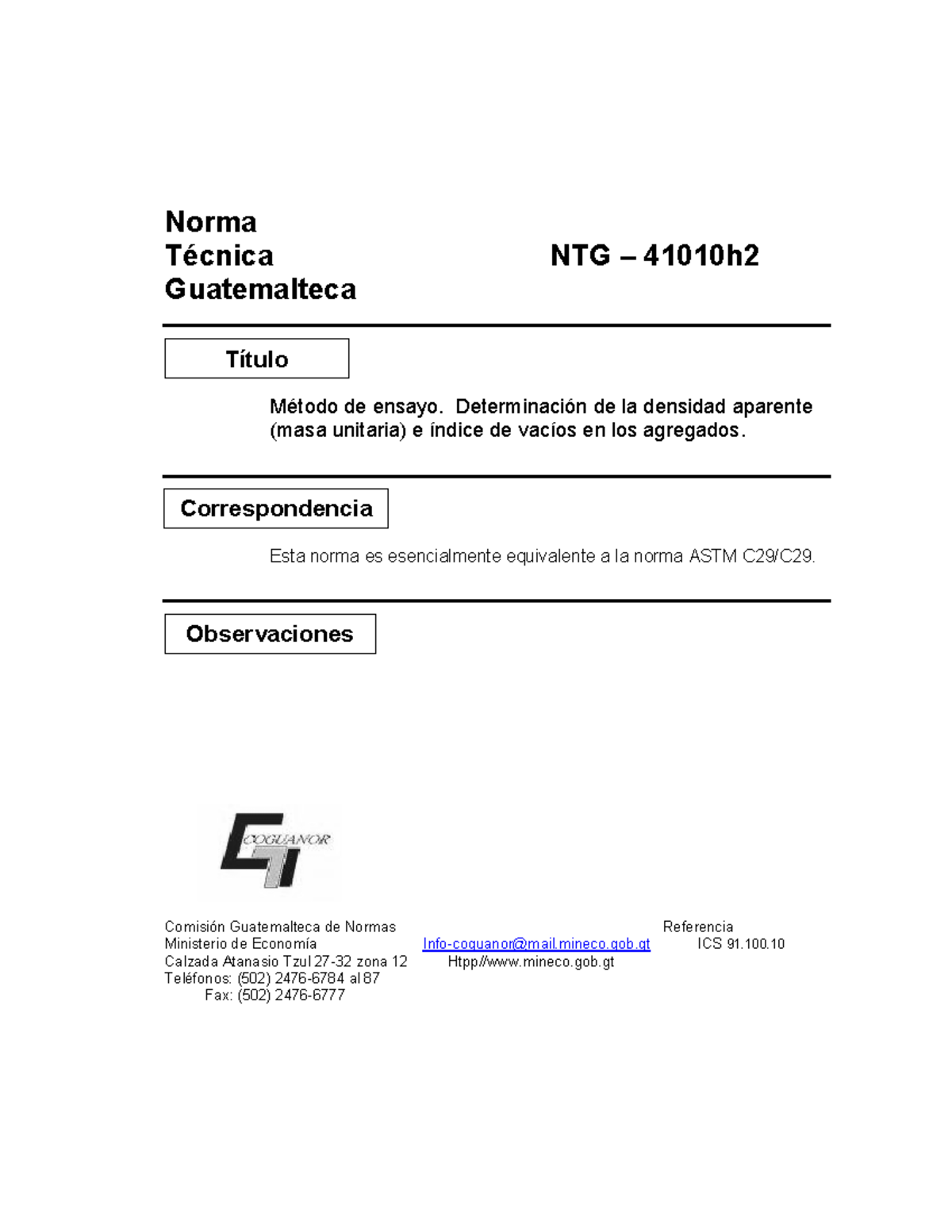 Norma coguanor ntg 41010 h2 astm c 29 - - Studocu Norma coguanor ntg 41010 h2 astm c 29 - - Studocu