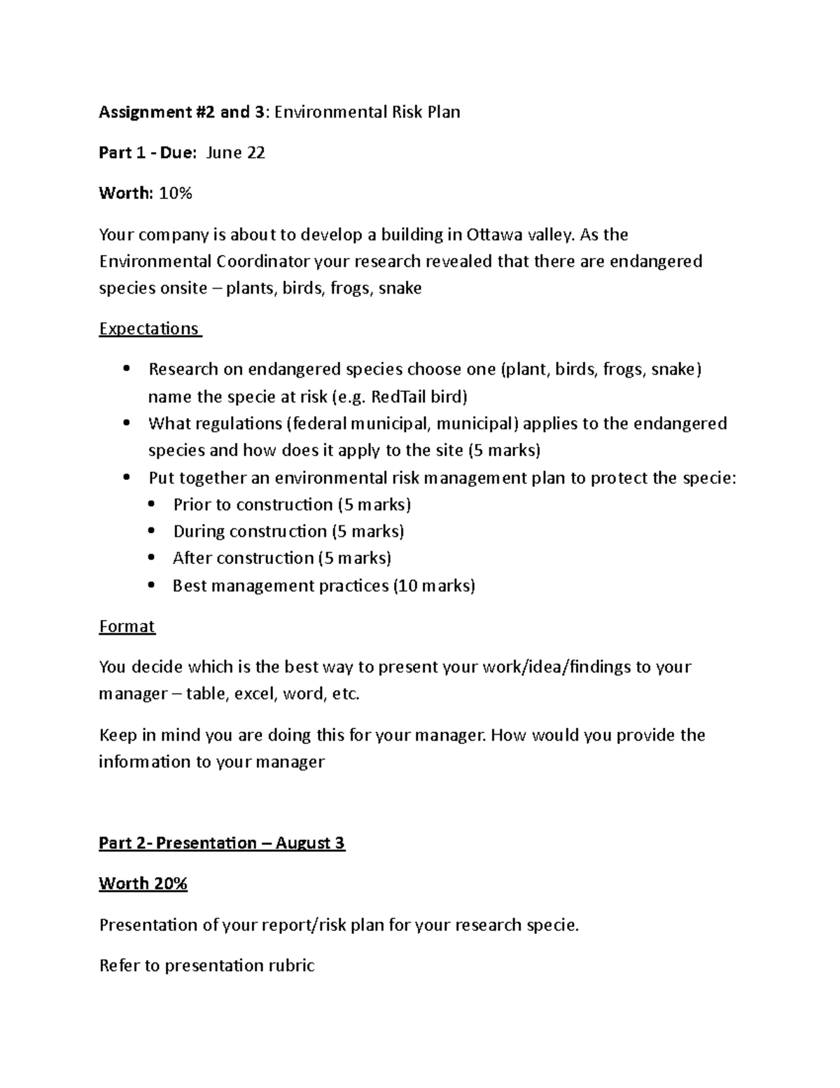 Assignment 2 - Risk Plan and Presentation (4) - Assignment #2 and 3 ...