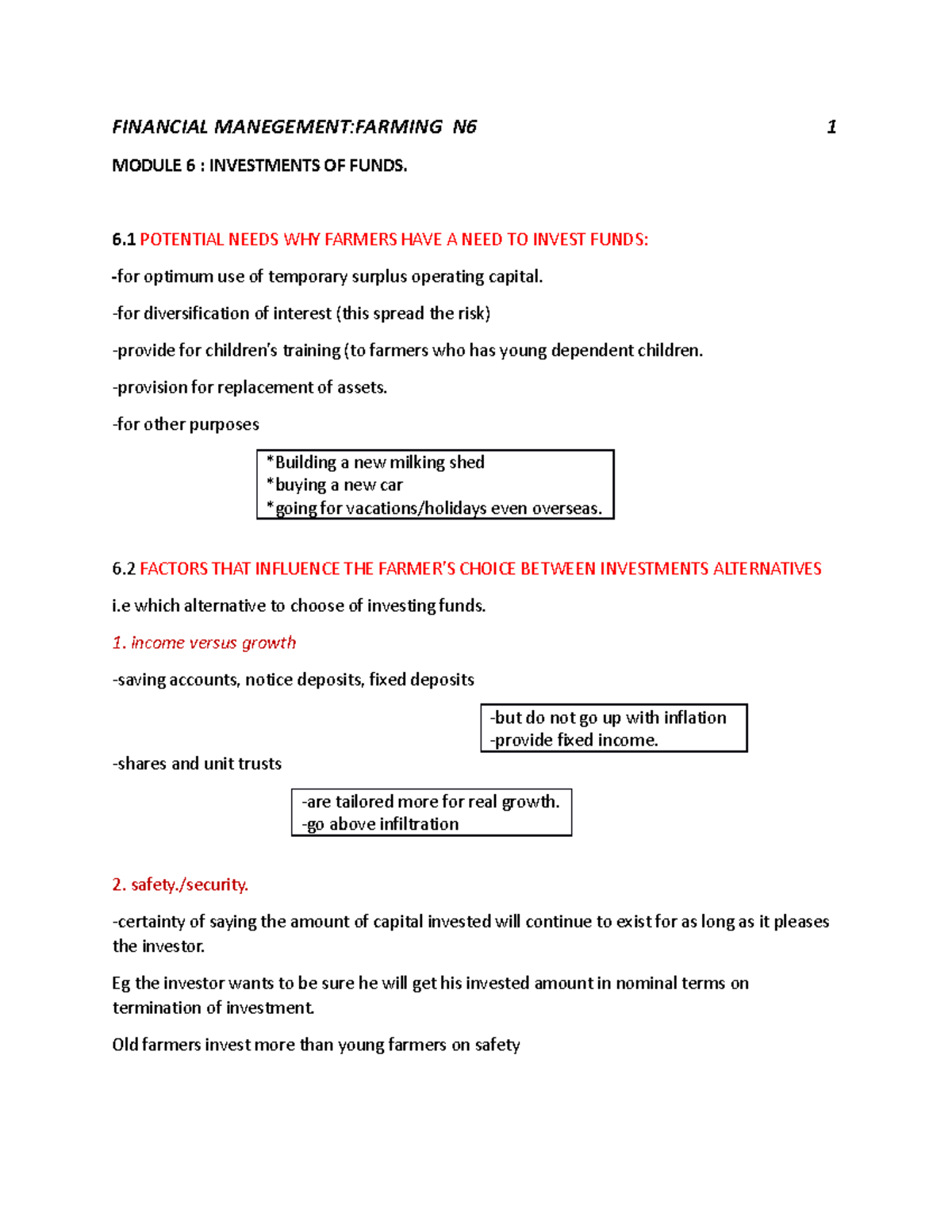 Financie notes Module 6 - FINANCIAL MANEGEMENT:FARMING N6 1 MODULE 6 ...