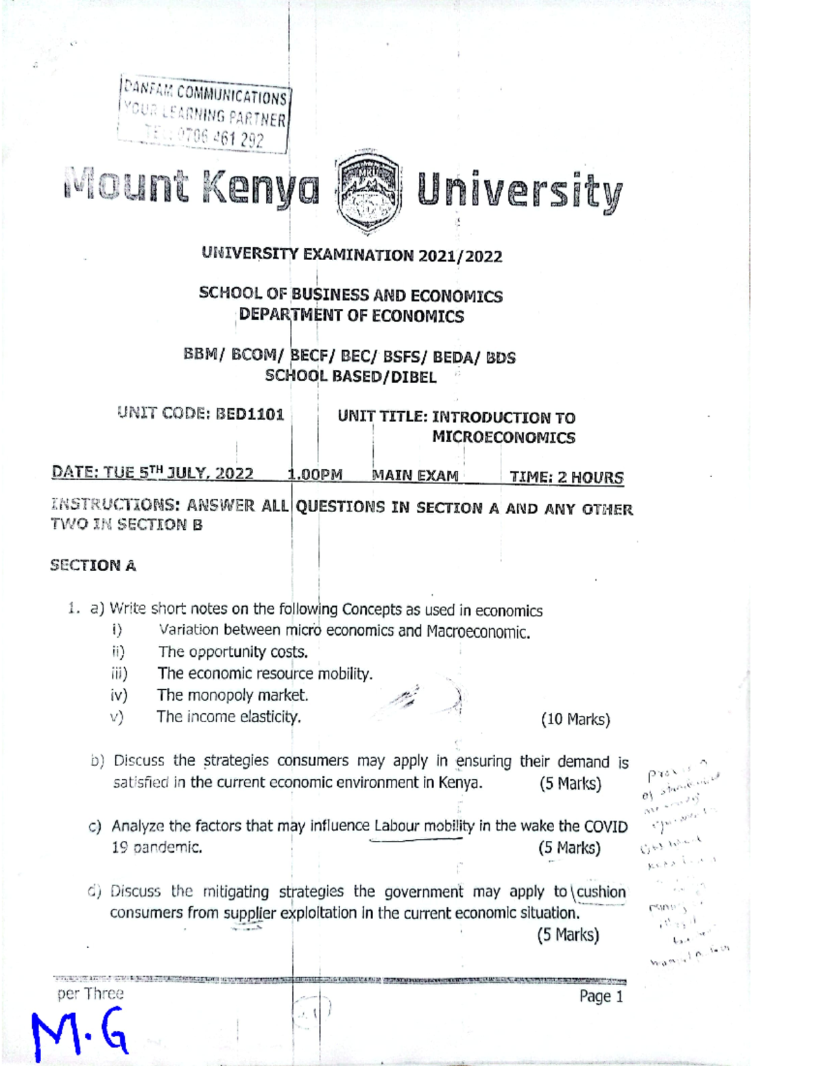 Introduction TO Microeconomics Questions - introduction to ...