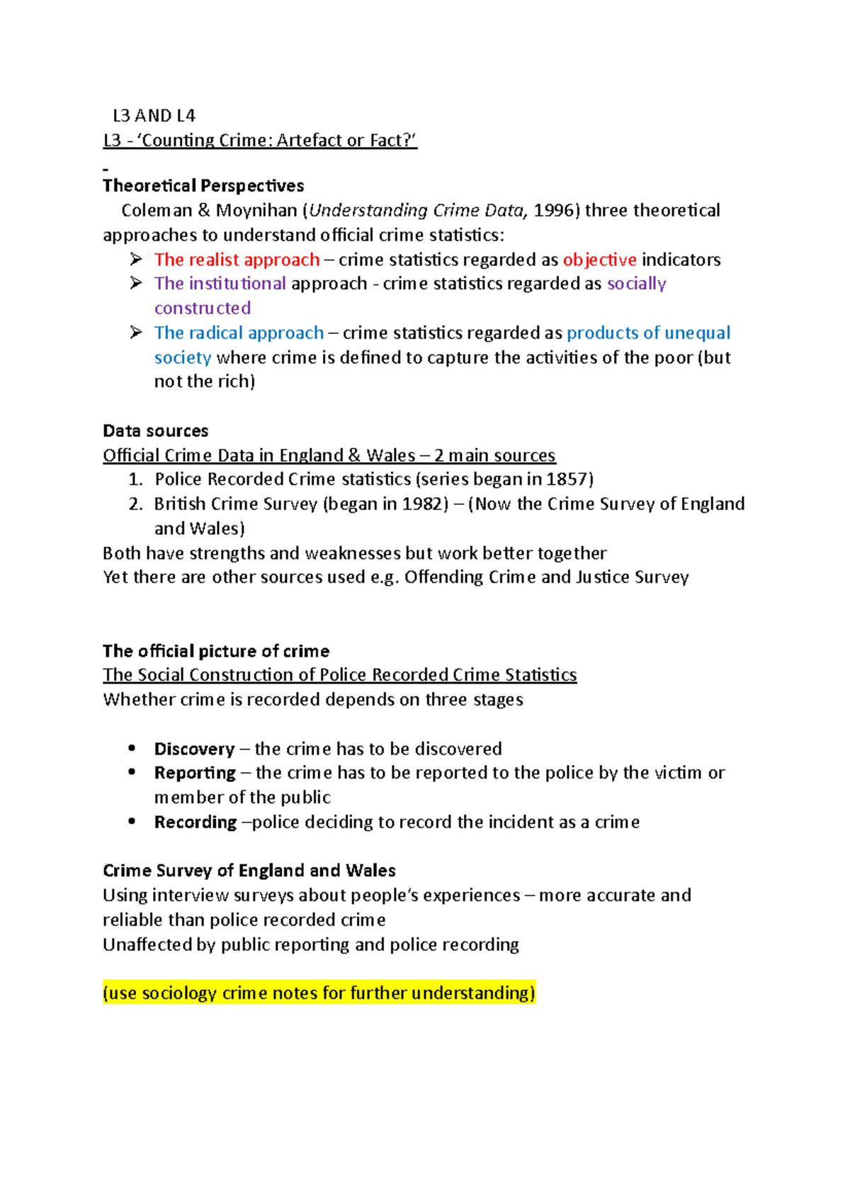 ‘Counting Crime: Artefact or Fact?’ - L3 AND L L3 - ‘Counting Crime ...