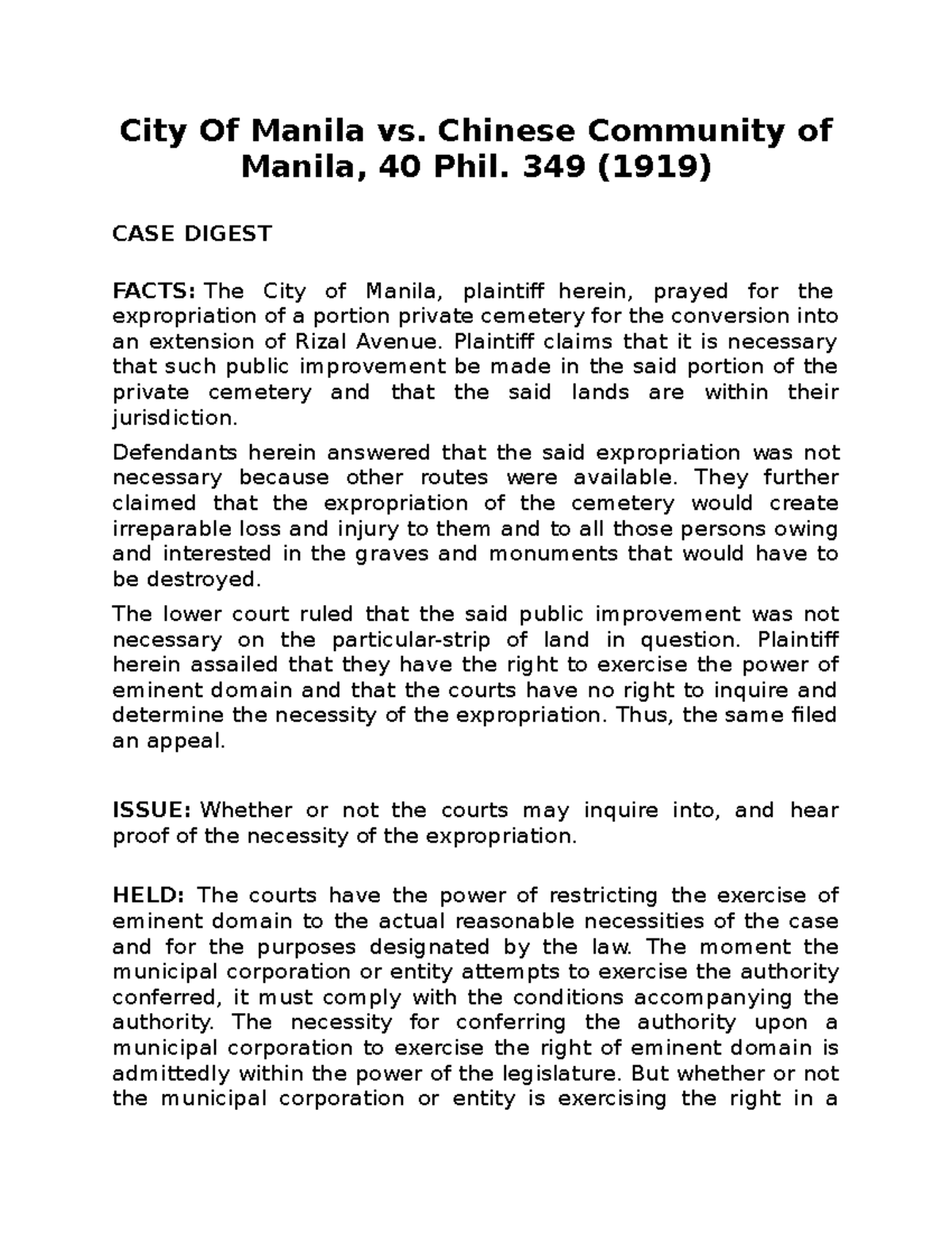 4. City Of Manila vs. Chinese Community of Manila - Juris Doctor - UM ...