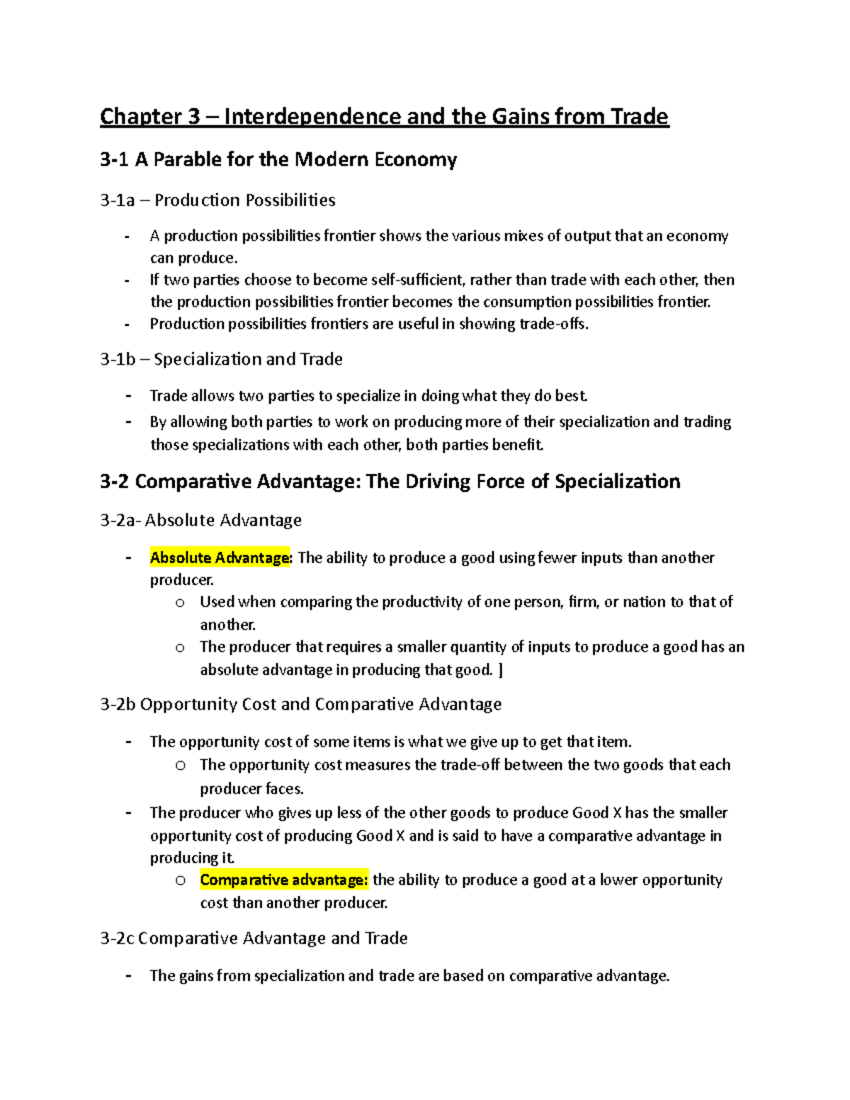 Chapter 3 - Interdependence and Gains from Trade - Chapter 3 ...