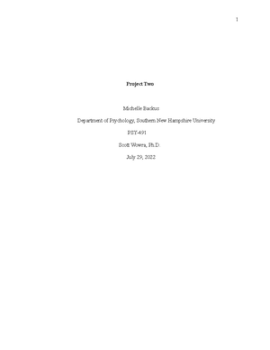 PSY 491 Module Two Video Reflection - Cheyenne Manley PSY 491 – Module ...