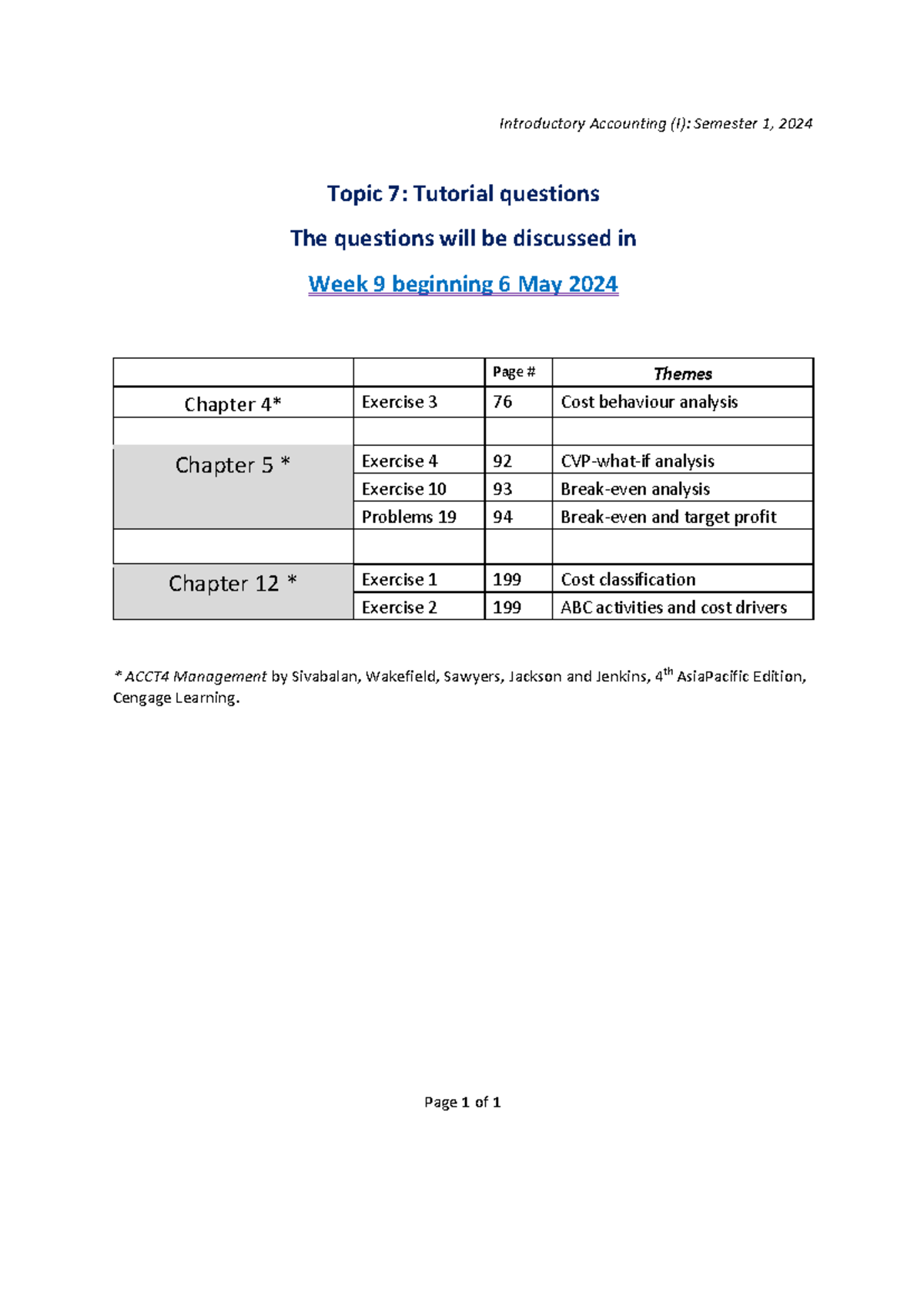 Topic 7 tutorial questions Week 9 S12024 - Introductory Accounting (I ...