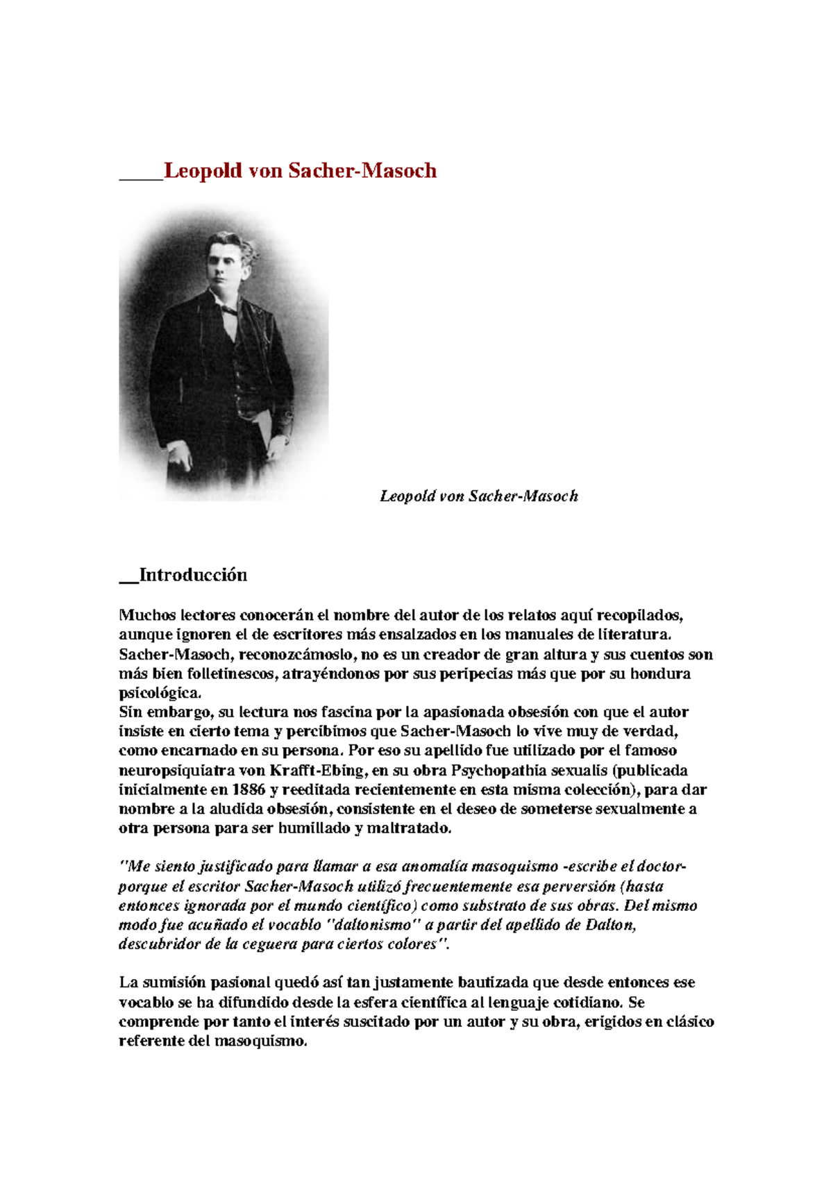 Leopold von Sacher-Masoch - ____Leopold von Sacher-Masoch Leopold von ...
