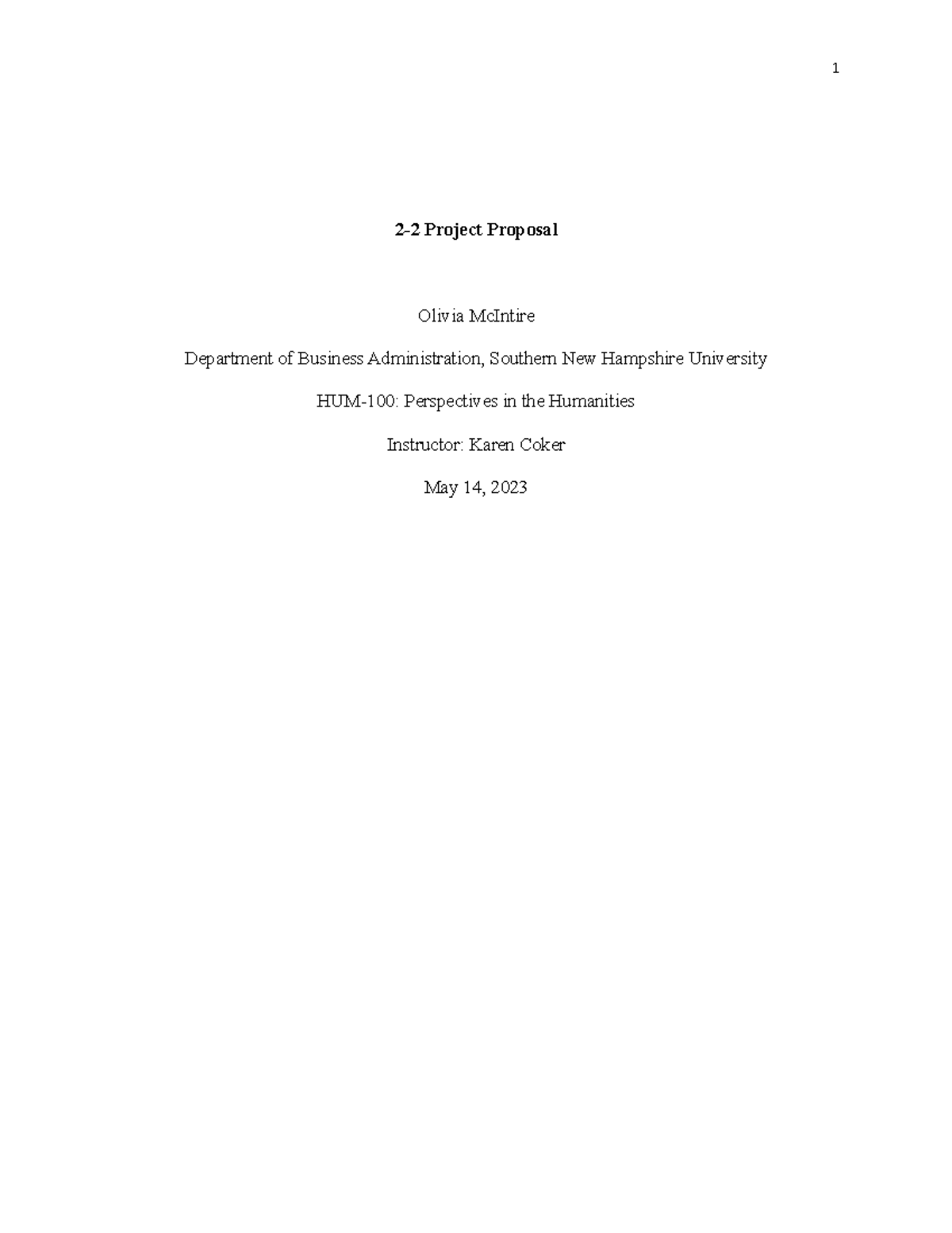 2-2 Project Proposal - Assignment - 1 2-2 Project Proposal Olivia ...