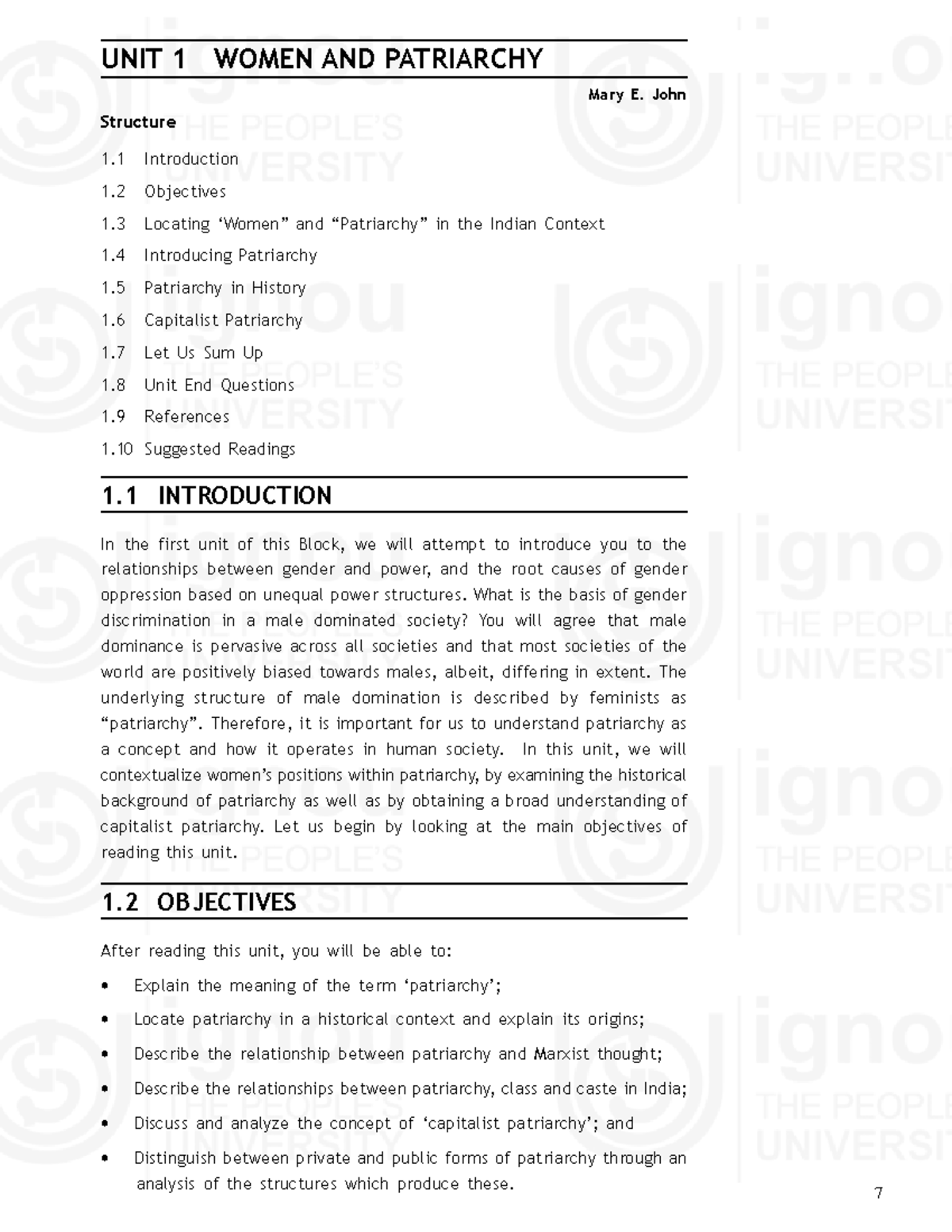 MWG 002 B1 U1 - Wmg 2 - Women and Patriarchy UNIT 1 WOMEN AND ...