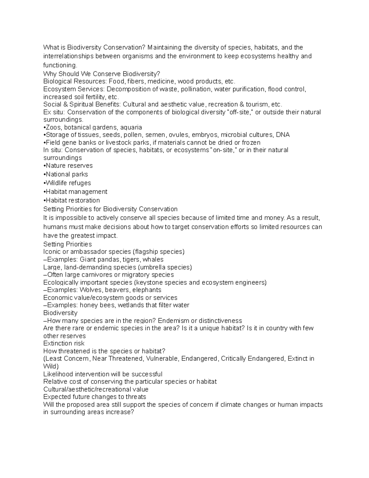 Final geo - What is Biodiversity Conservation? Maintaining the ...